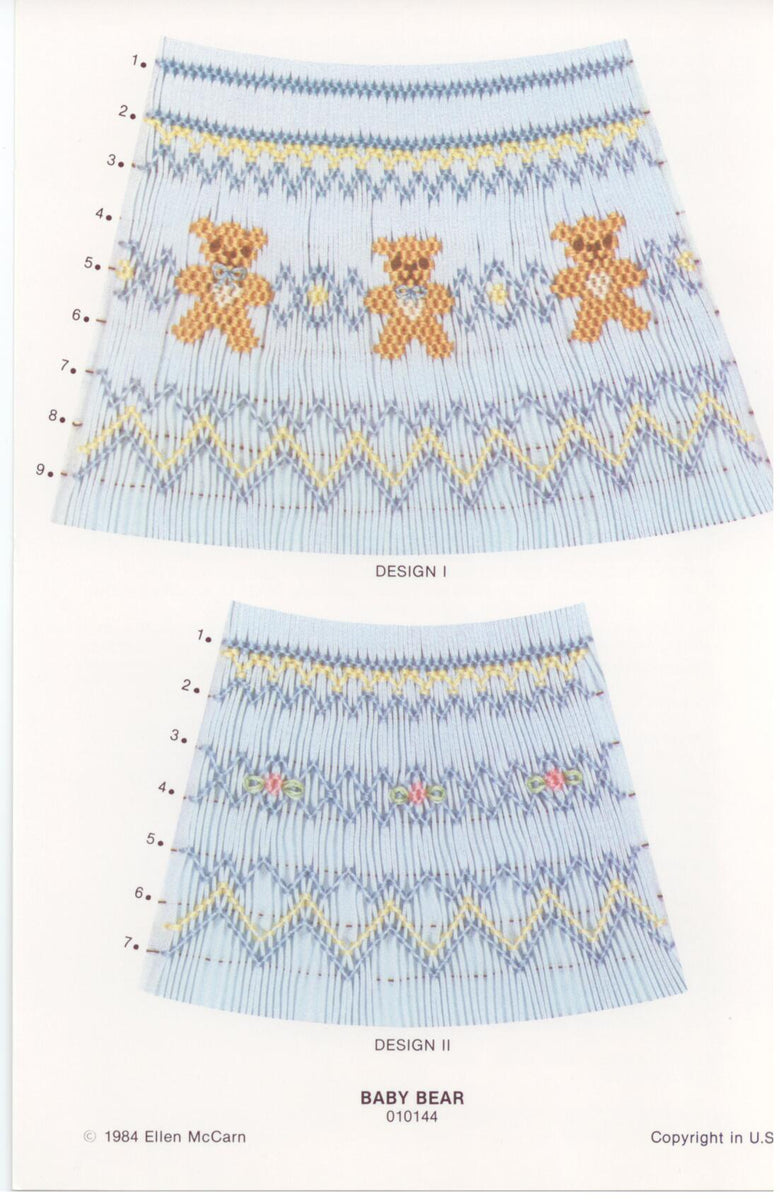 "Baby Bear" Smocking plate by Ellen McCarn – Old School Stitches