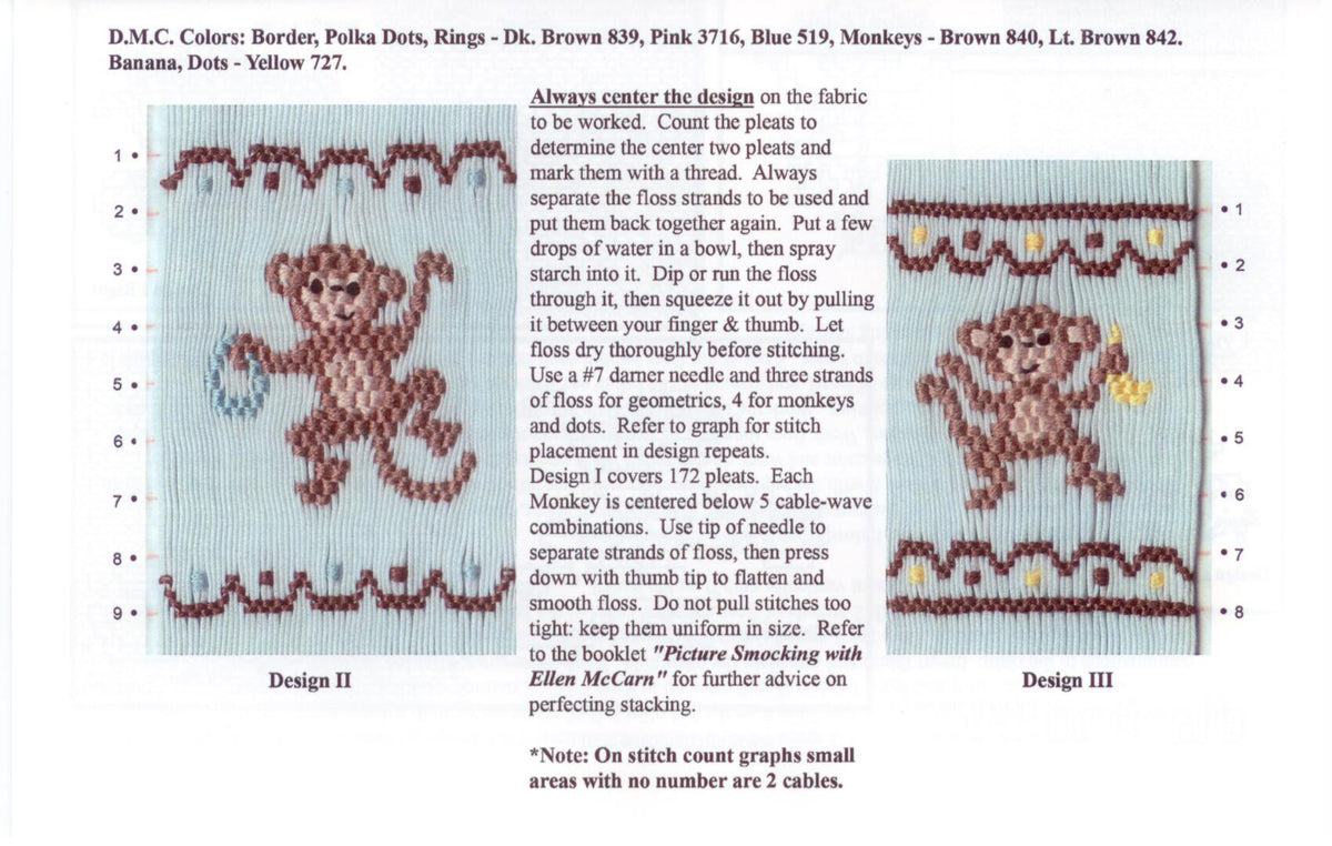 "Monkey Business" Smocking plate by Ellen McCarn – Old School Stitches