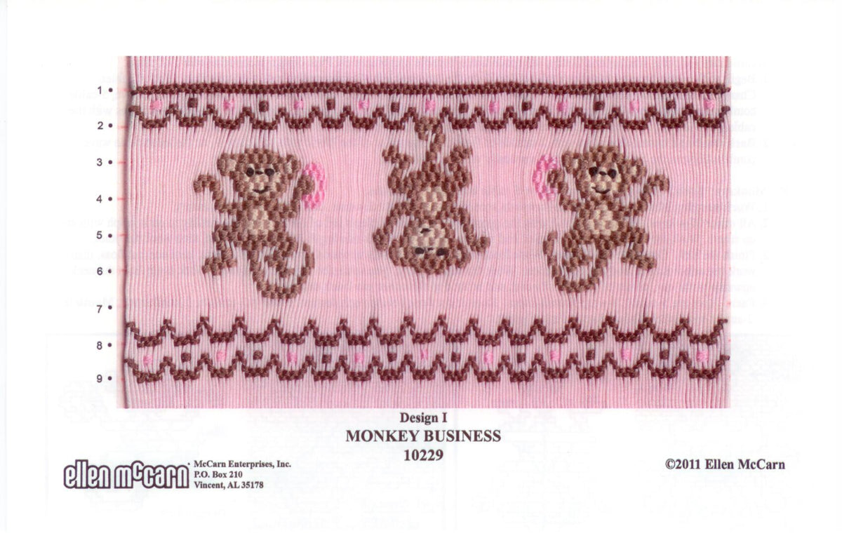 "Monkey Business" Smocking plate by Ellen McCarn – Old School Stitches