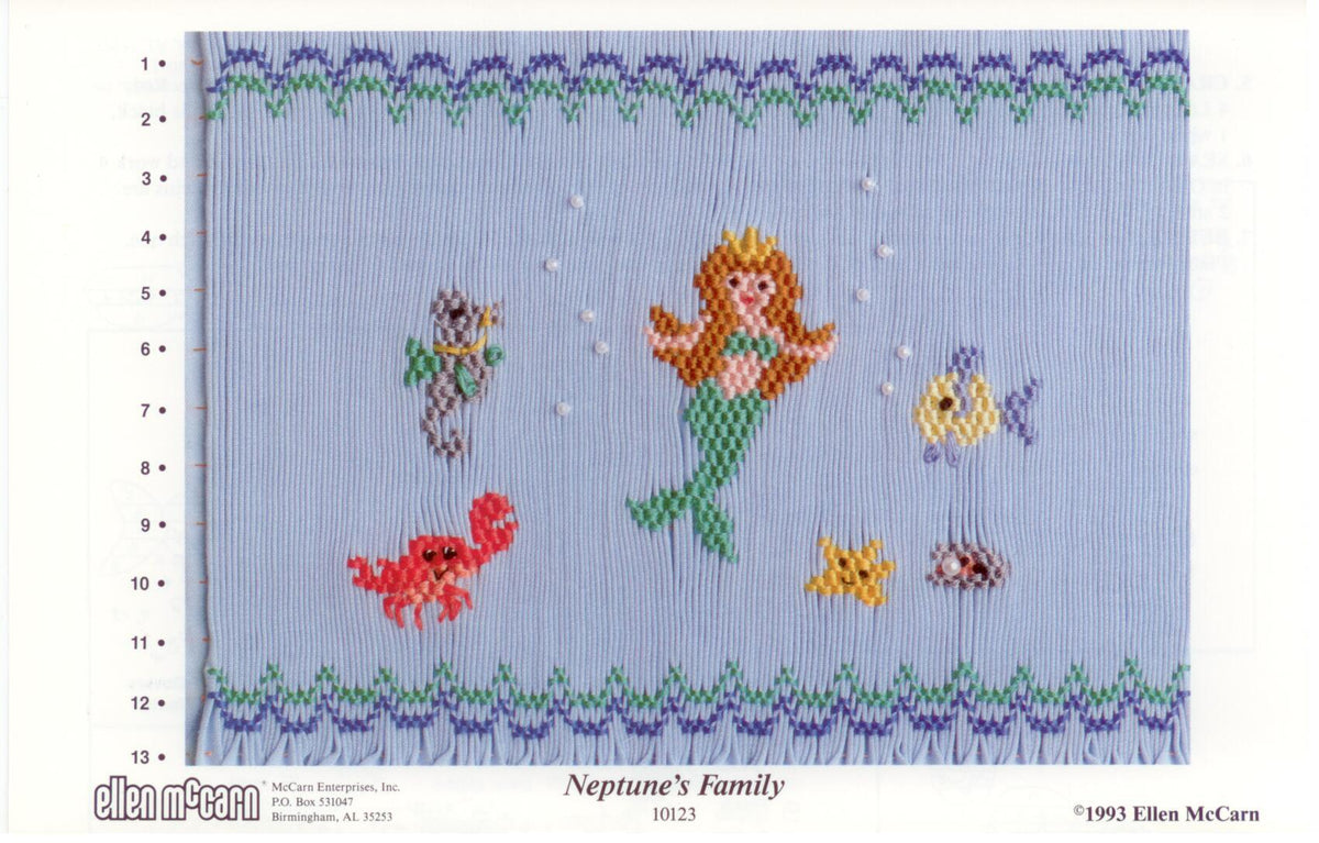 "Neptune's Family" Smocking plate by Ellen McCarn – Old School Stitches