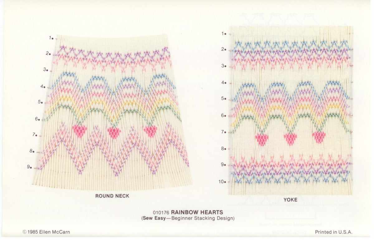 "Rainbow Hearts" smocking plate by Ellen McCarn – Old School Stitches